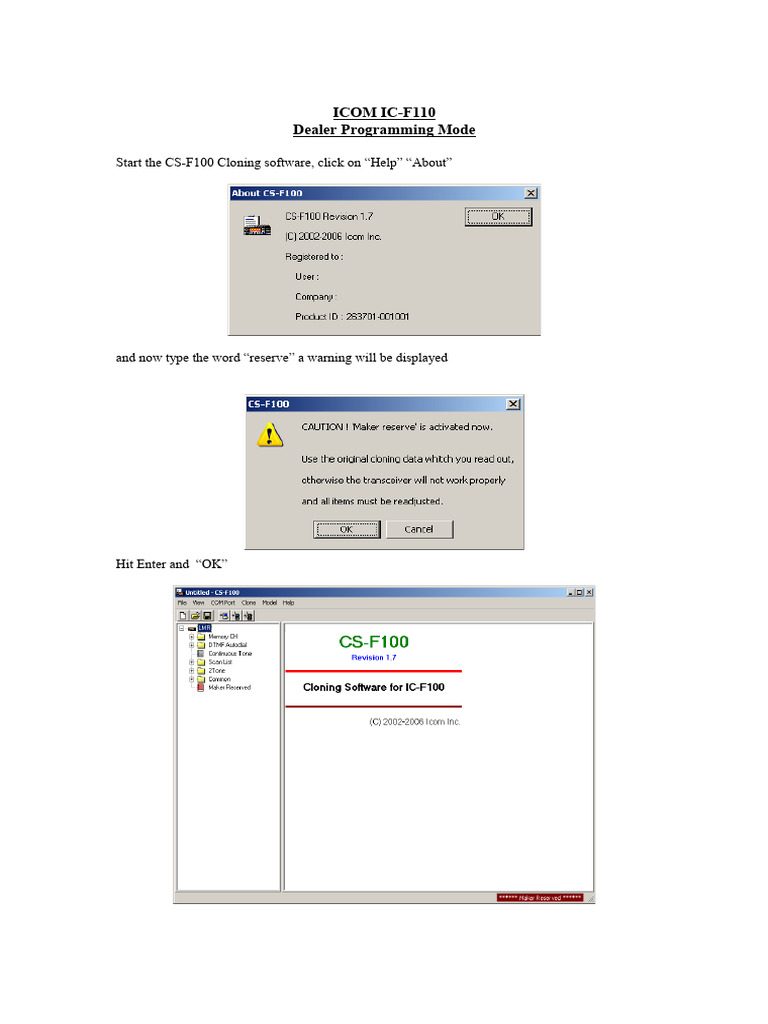 Ic f110 Dealer Mode | PDF
