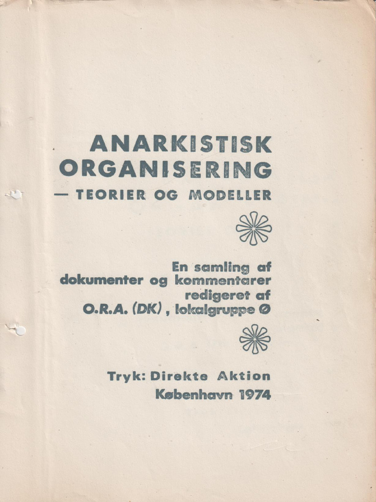 Anarkistisk Organisering - Teori Og Modeller ORA | PDF