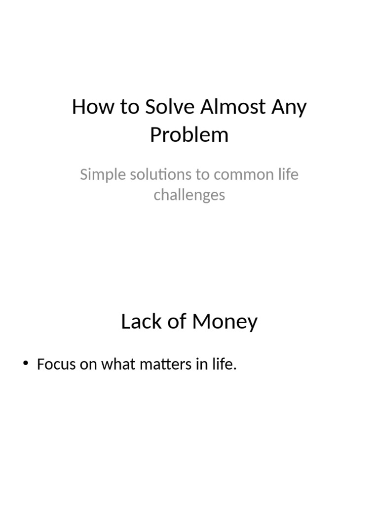 Simple Solutions for Life Challenges | PDF