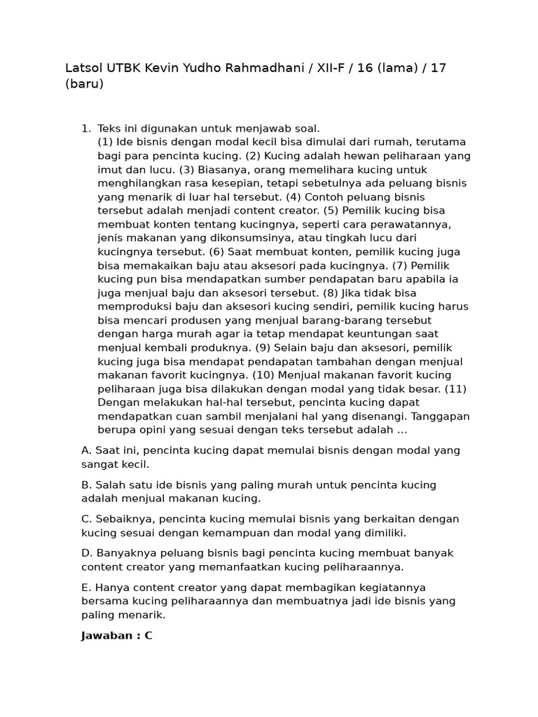 Latsol UTBK by Kevin XII-F | PDF