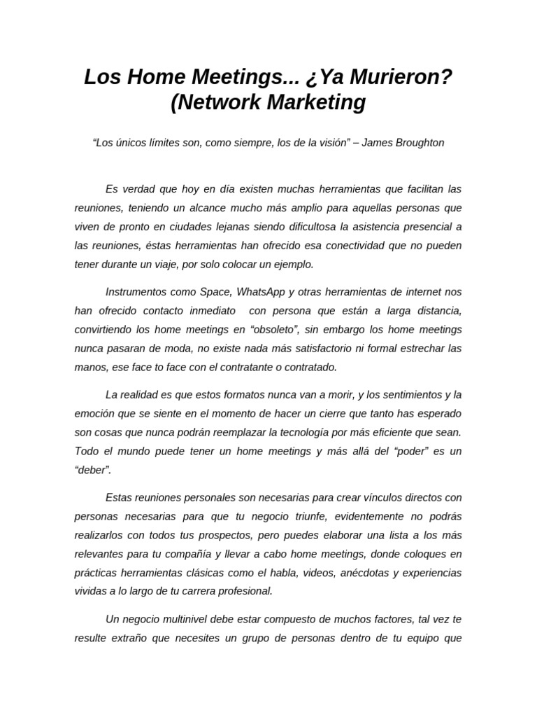 Los Home Meetings | PDF