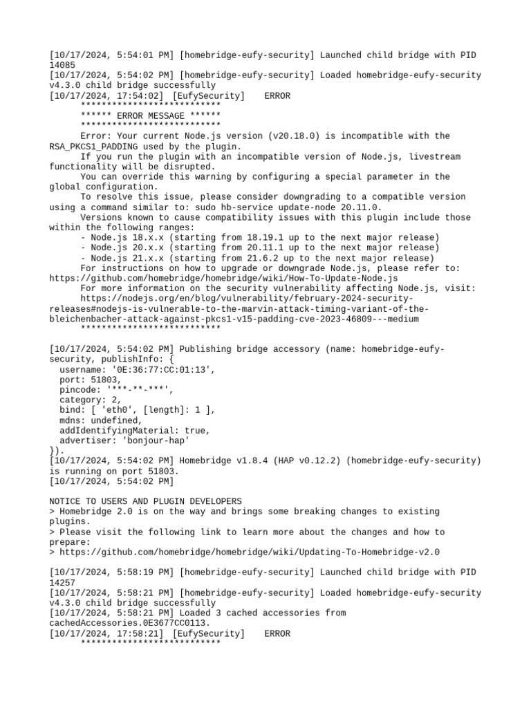 Homebridge Eufy Security - Log | PDF | Computing | Software