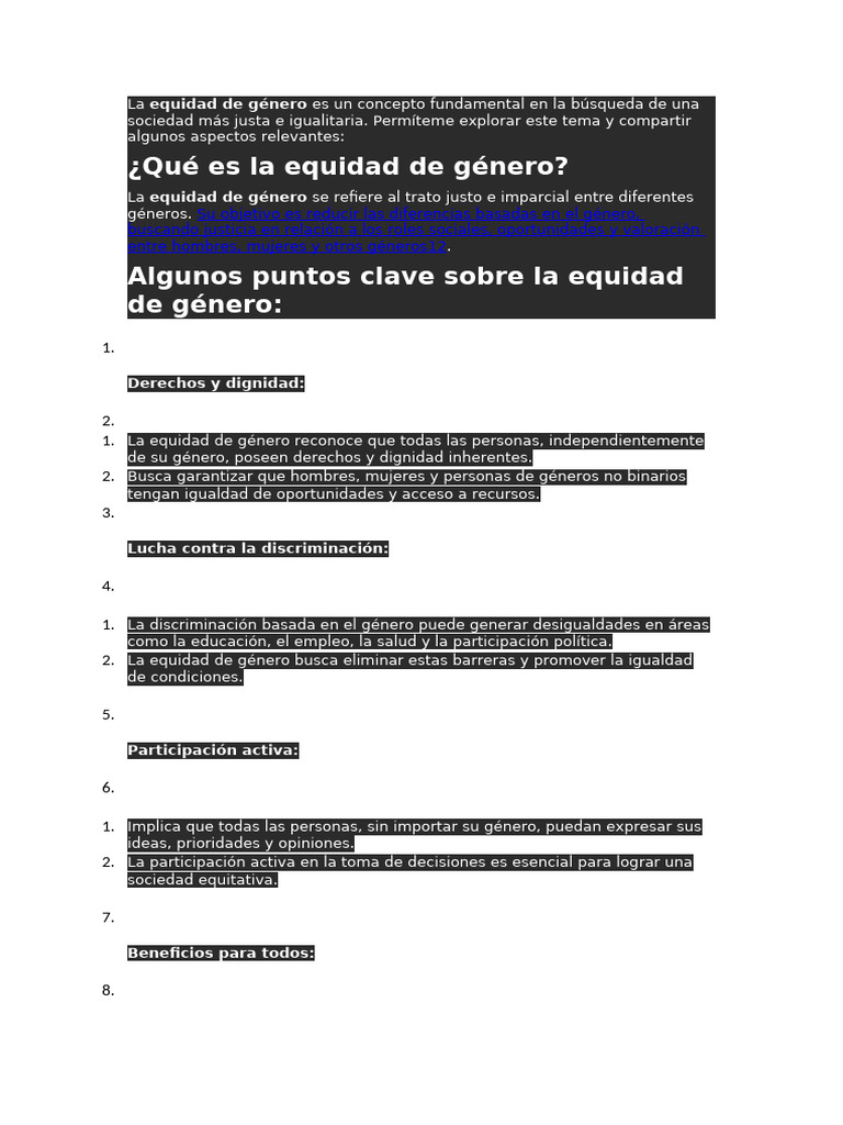 La Equidad de Género | PDF