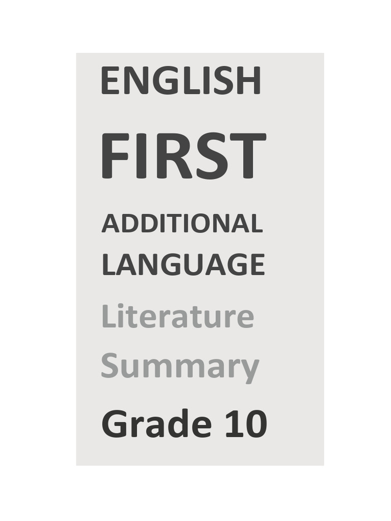 GR 10 Term 4 2019 Efal Literature Summary 1 | PDF | Narration | Bullying