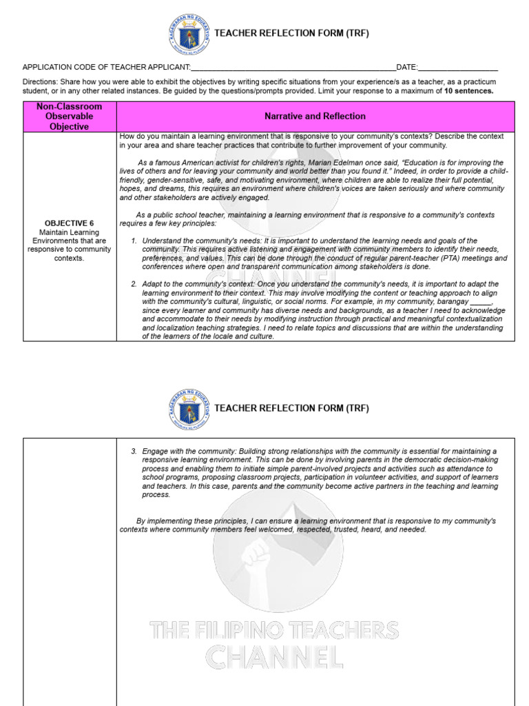 TRF Objective 6 Answer 02 | PDF | Learning | Community