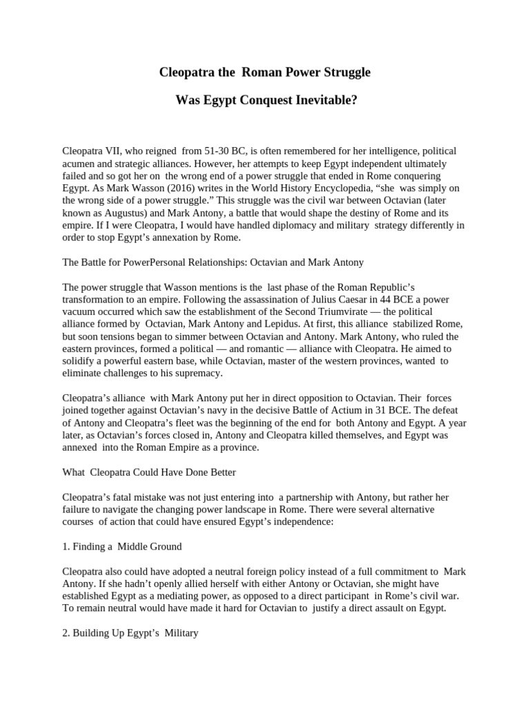 Cleopatra The Roman Power Struggle | PDF | Mark Antony | Cleopatra