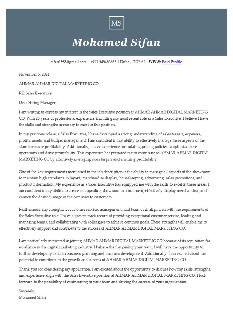 Mohamed Sifan Letter 1 | PDF | Digital Marketing | Sales
