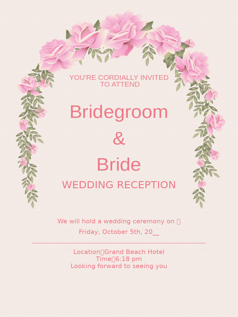 Fresh Pink Wedding Invitation-WPS Office | PDF