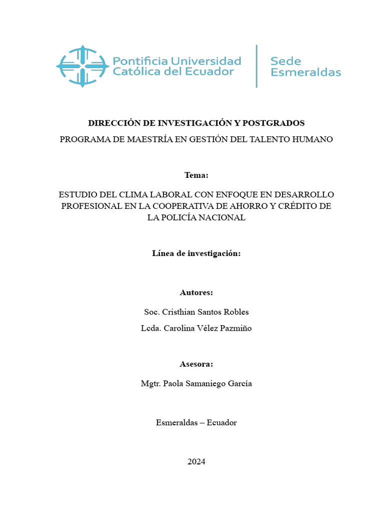 Tesis Cristhian Santos y Carolina Vélez Final 2024 | PDF | Business ...