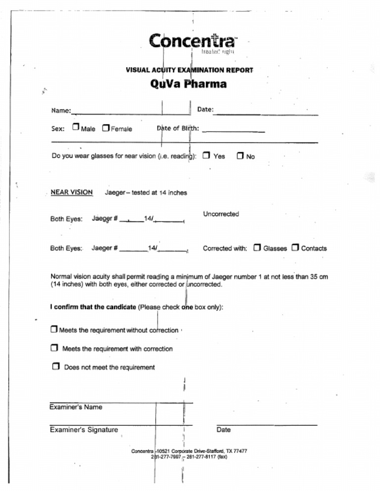Vision Exam Form 2 | PDF