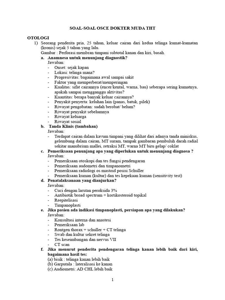 Soal-Soal Osce Dokter Muda THT | PDF