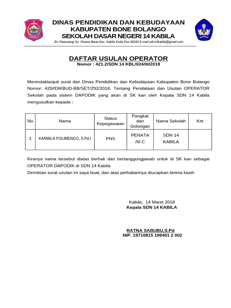 Usulan Operator | PDF