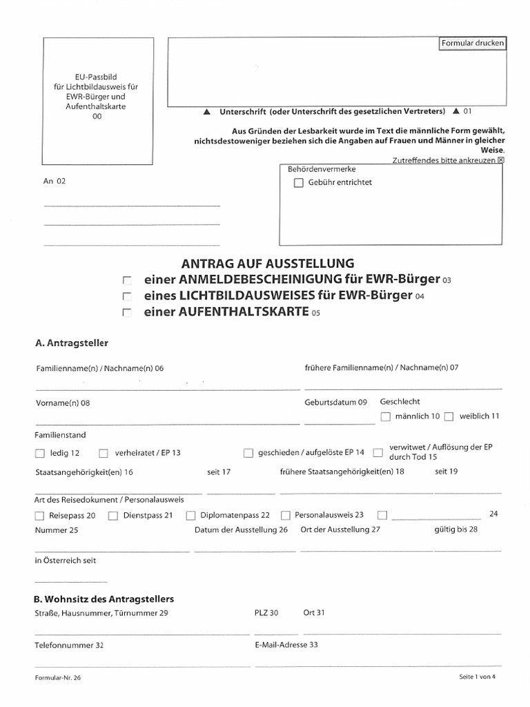 Antrag Anmeldebescheinigung | PDF
