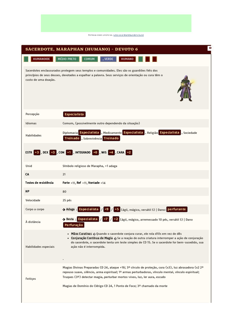 Sacerdote, Maraphan (Humano) - Monstro - NPC - Pathfinder 2e ...