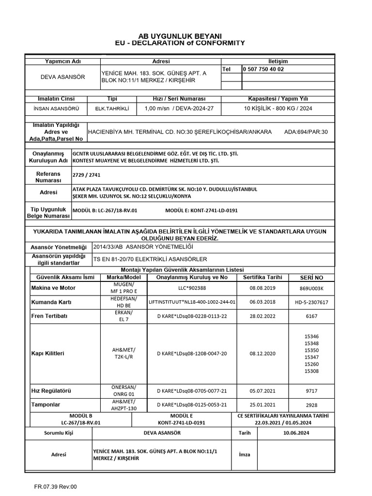 Ab Uygunluk Beyani | PDF