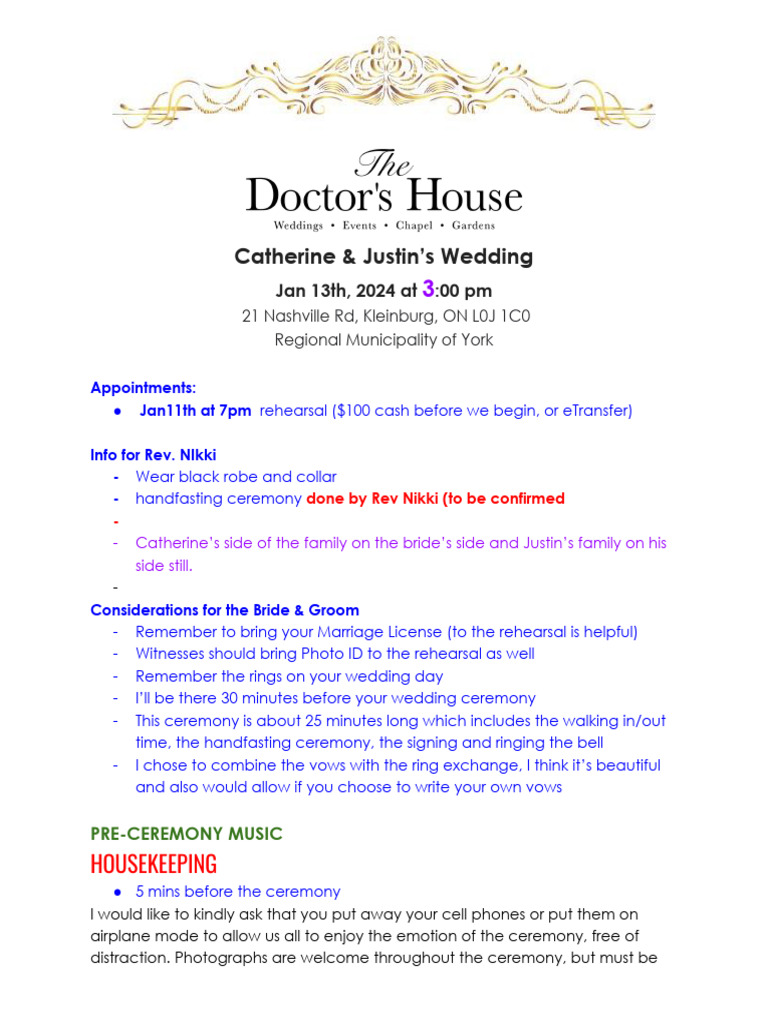 2024.01.13 Catherine & Justin - V4 FINAL | PDF | Wedding | Lord's Prayer