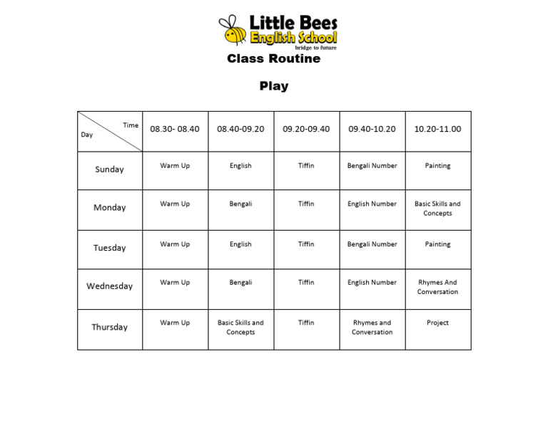 Primary Class Routine 2025 | PDF
