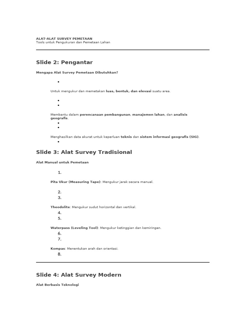 Alat Survey Pemetaan: Panduan Lengkap | PDF