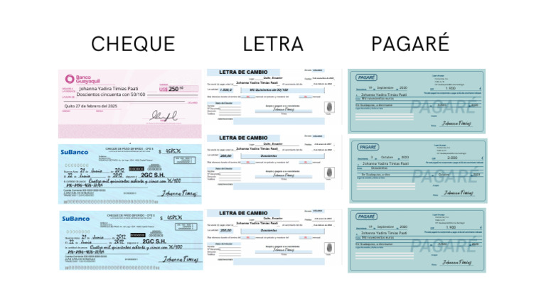 Ejemplos Cheques Letra y Pagaré | PDF