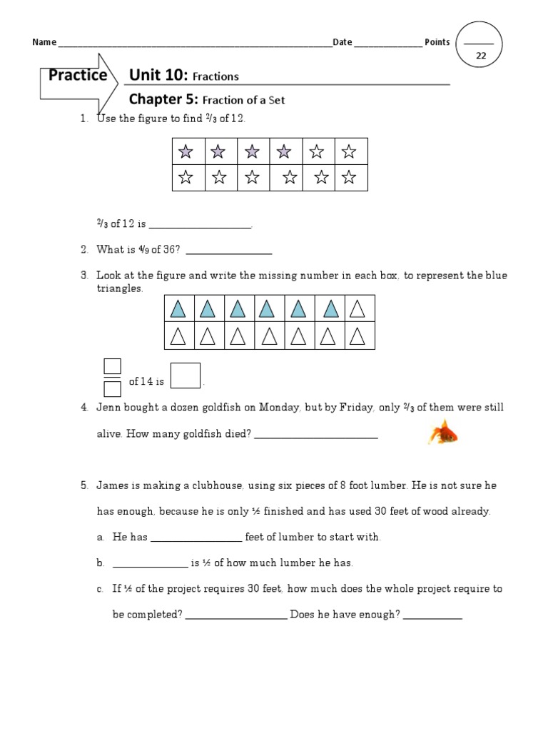 Fraction Problems Practice Worksheet | PDF