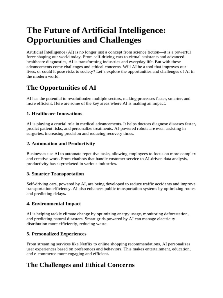 The Future of Artificial Intelligence | PDF | Artificial Intelligence ...
