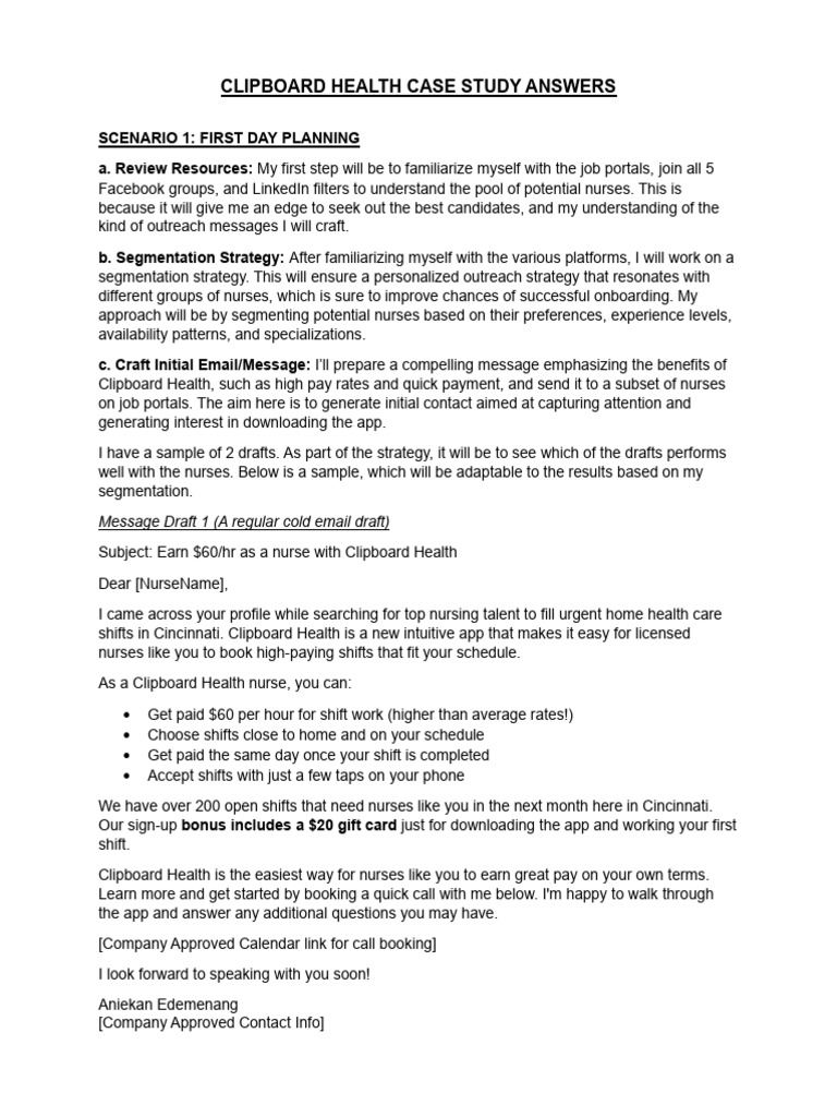 Clipboard Health Case Study Answes by Aniekan Edemenang | PDF | Nursing | Facebook