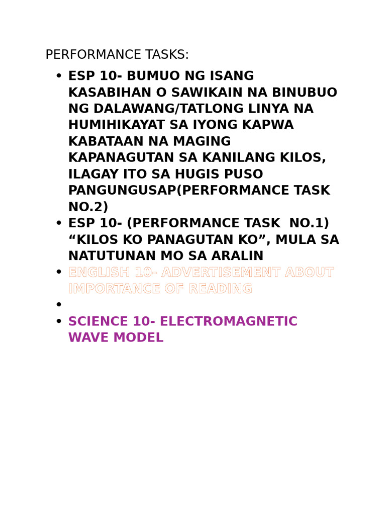 Performance Tasks | PDF