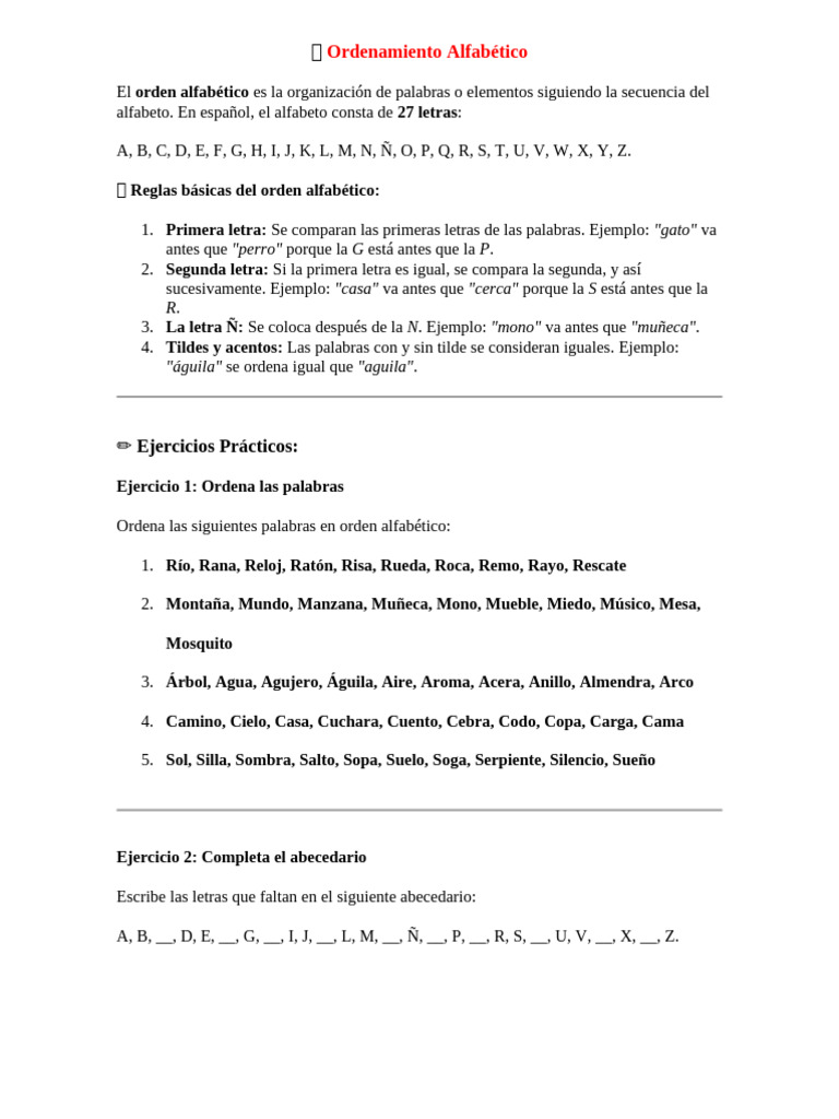 ? Ordenamiento Alfabético 7 | PDF