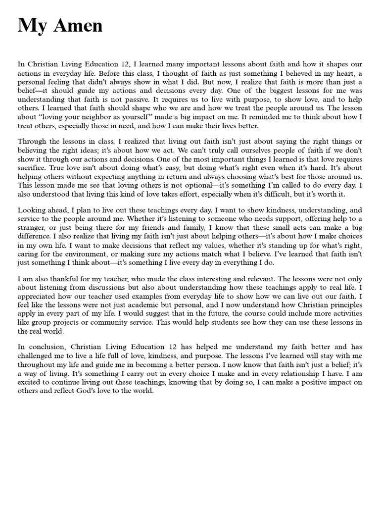 My Amen | PDF | Faith | Teachers