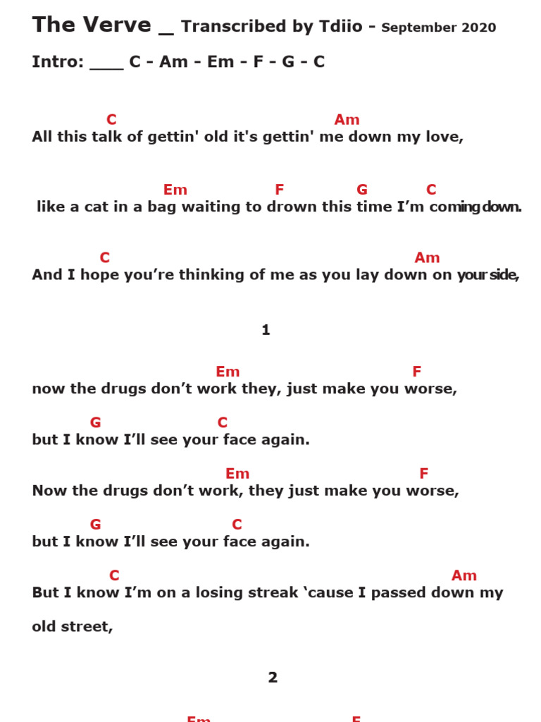 The Drugs Don't Work - Chords - Transcribed by TDIIO | PDF