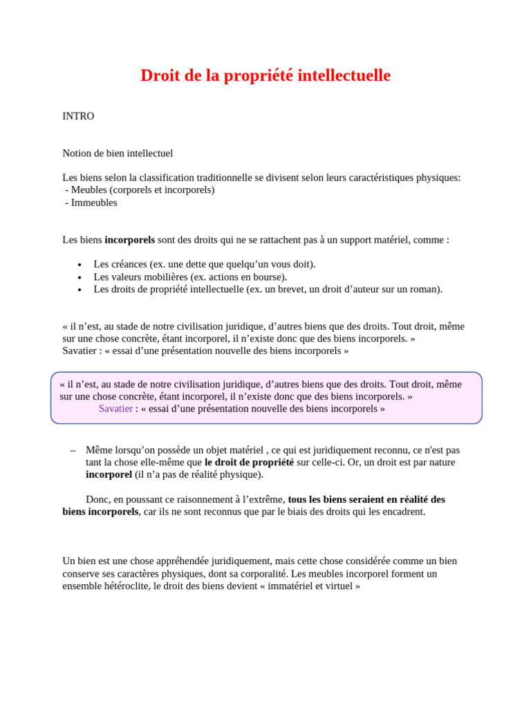 Droit de la Propriété Intellectuelle | PDF | Propriété | Propriété ...