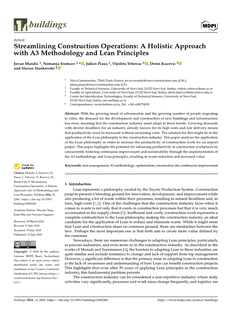 Streamlining Construction Operations-A Holistic Approach With A3 ...