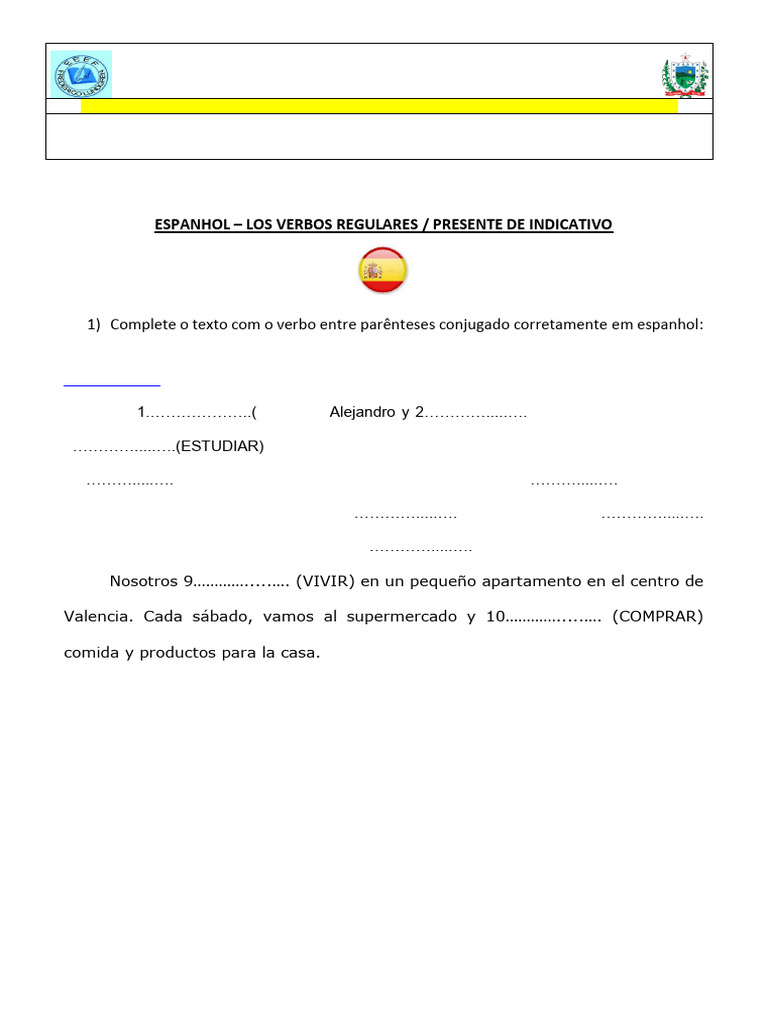 2-LOS VERBOS REGULARES -EXERCÍCIO | PDF