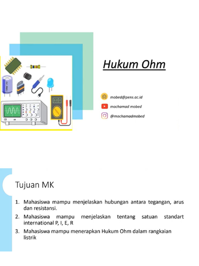 Elektronika Dasar Pertemuan 2 Hukum Ohm | PDF