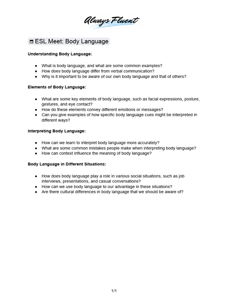 Body Language - Beyond Words | PDF