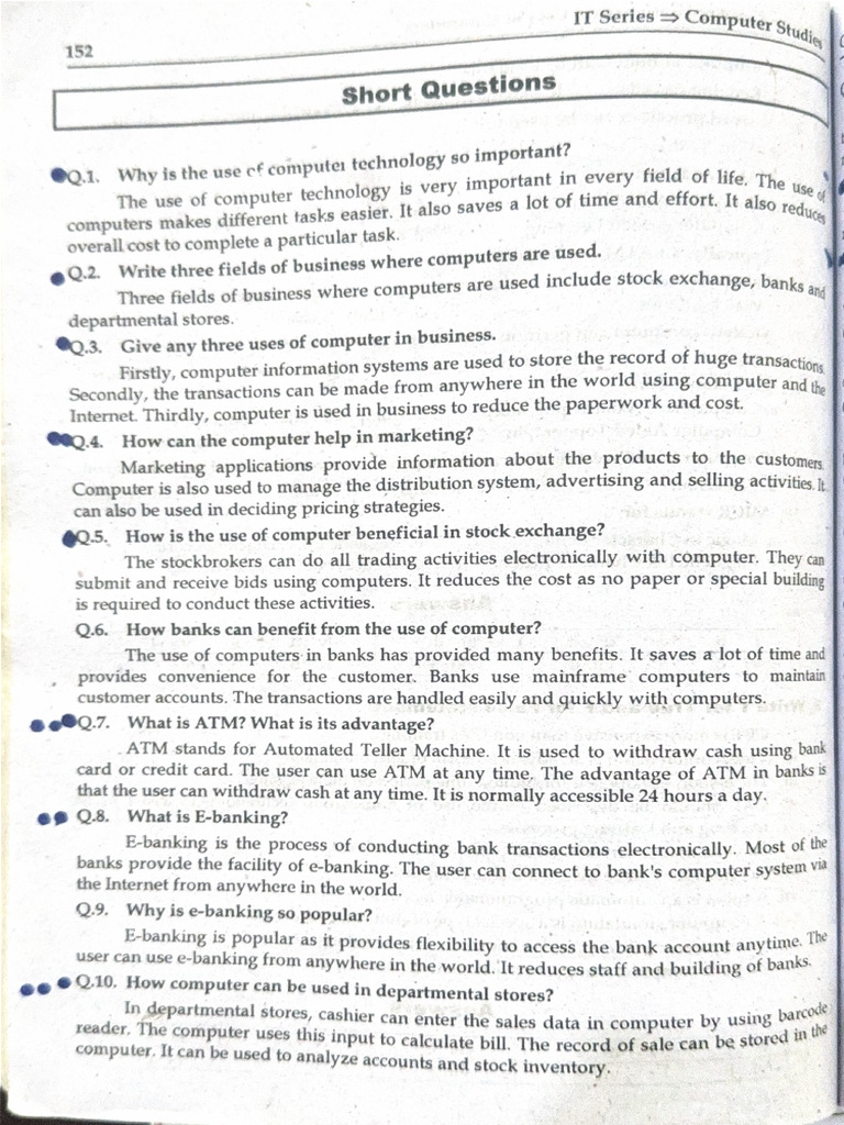 Chapter 4 1st Year Marked Questions | PDF