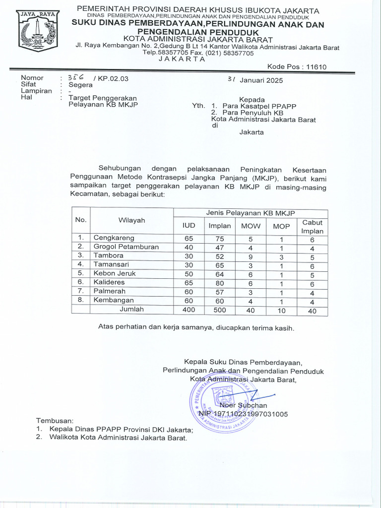 Target Penggerakan KB MKJP - BOKB 2025 | PDF