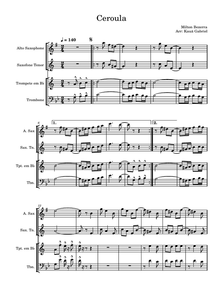 Ceroula-Partitura e Partes | PDF | American Styles Of Music | Orchestras