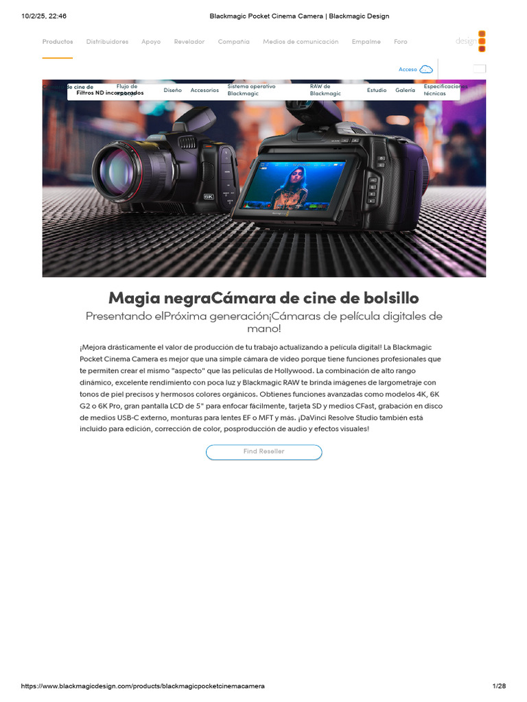Blackmagic Pocket Cinema Camera - Blackmagic Design | PDF | Cámara ...