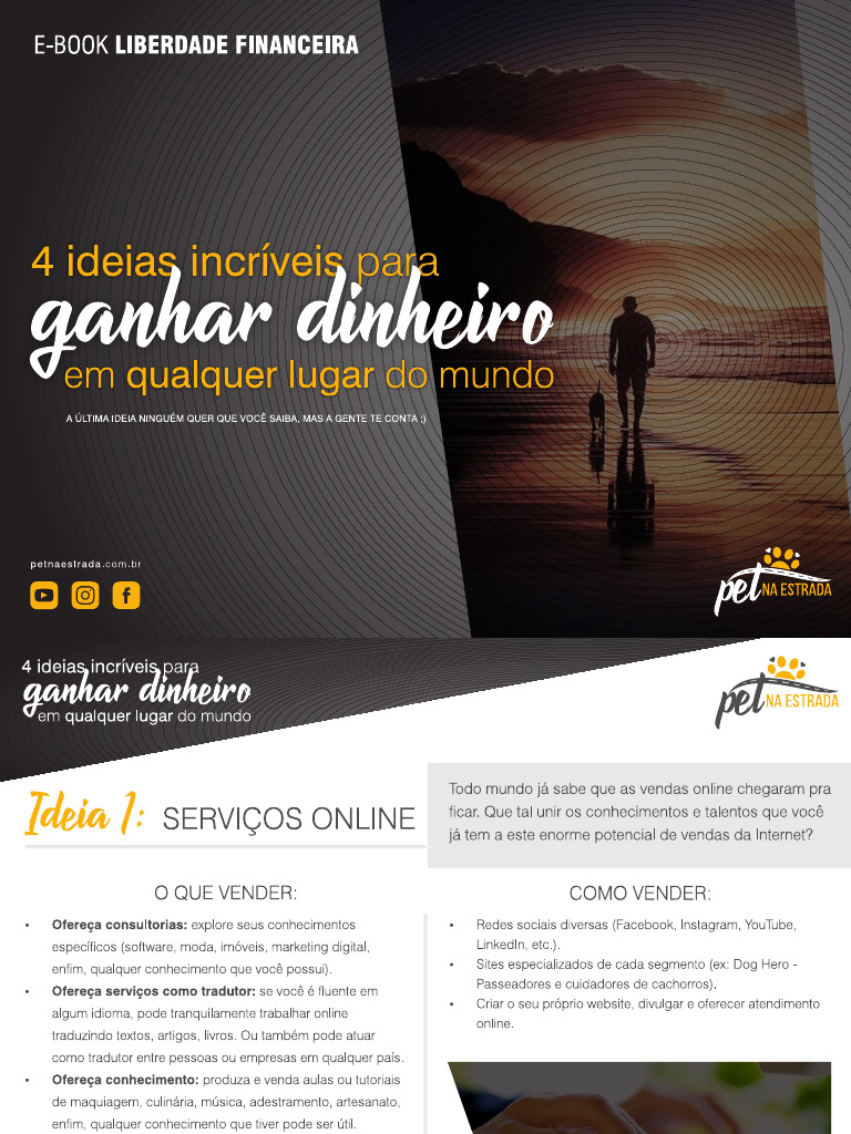 Ebook Liberdade Financeira 4 Ideias para Ganhar Dinheiro em Qualquer Lugar Do Mundo Pet Na ...