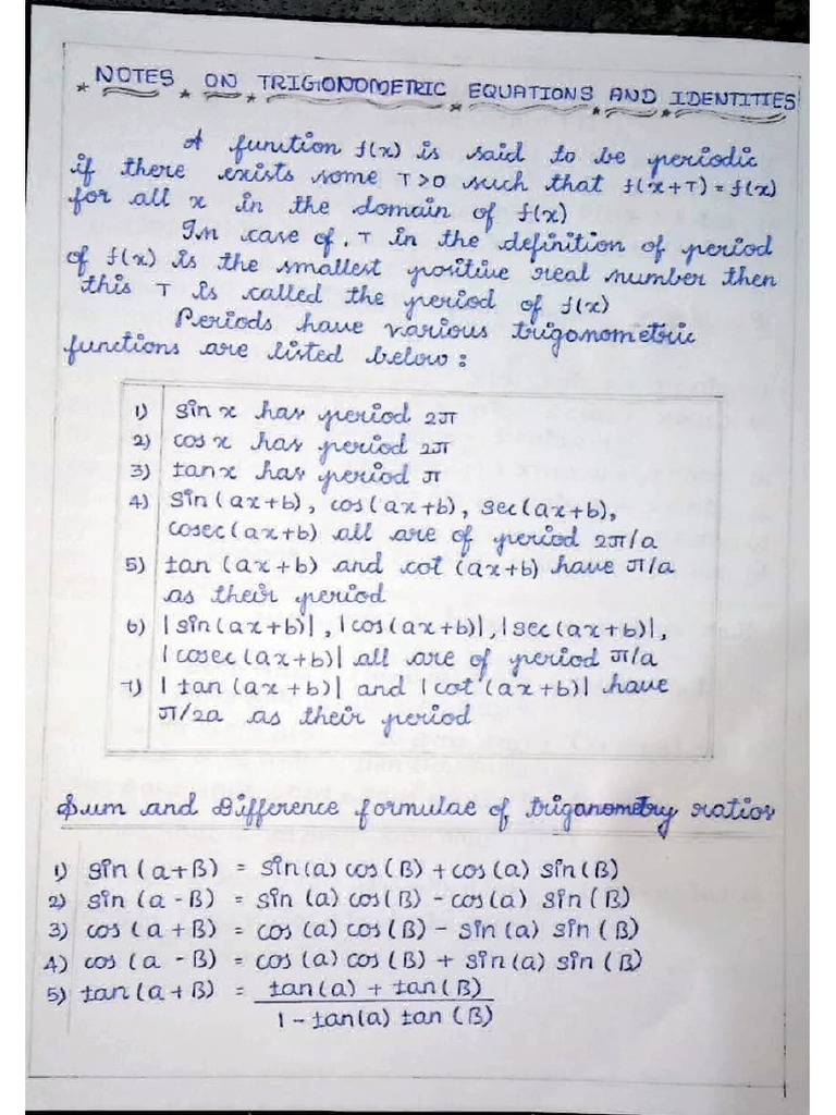 10th Maths Formulas PDF Download | PDF | Trigonometric Functions ...
