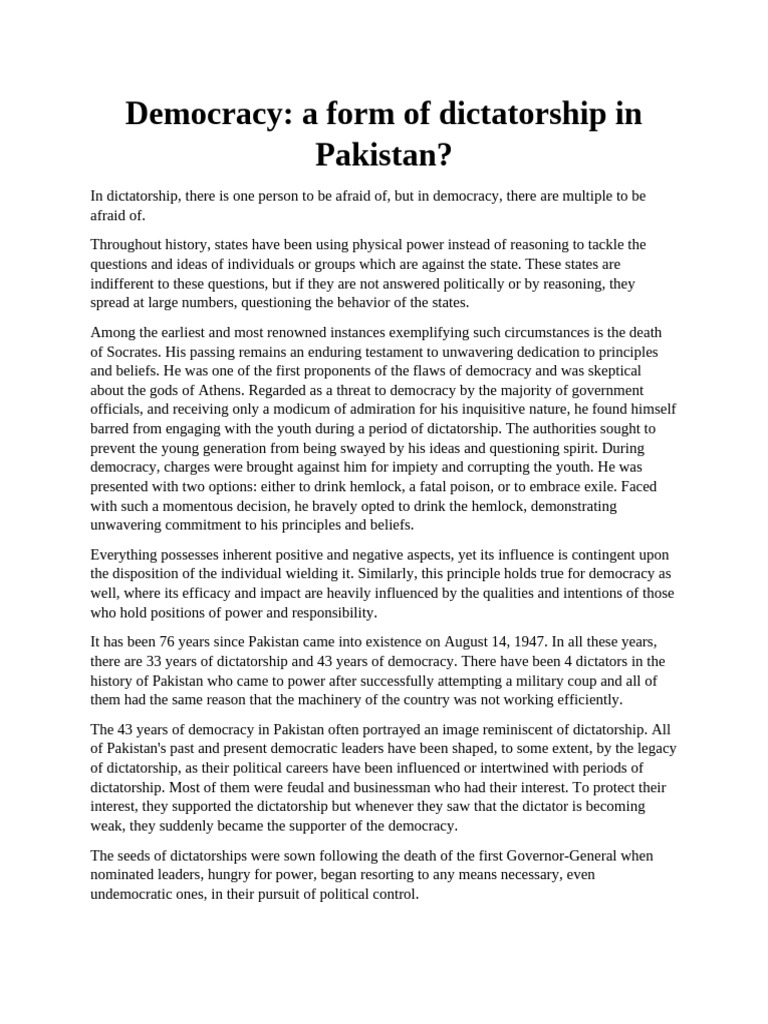 Democracy Form of Dictatorship | PDF | Martial Law | Democracy