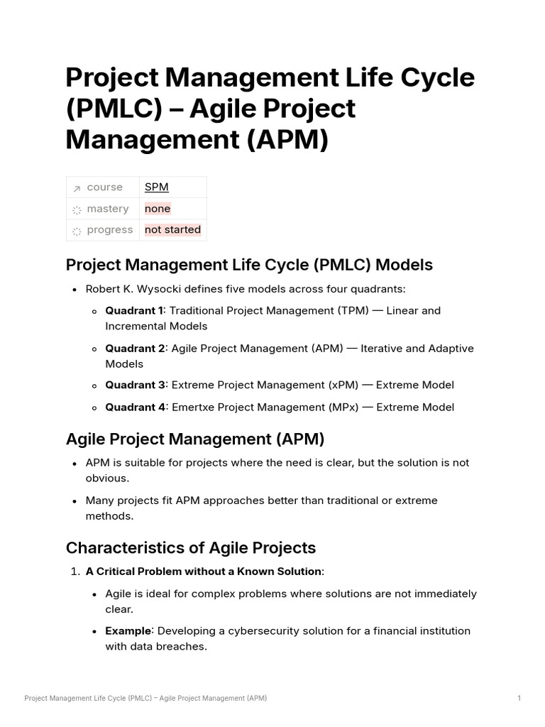 Project Management Life Cycle (PMLC) Agile Project Management (APM) | PDF | Agile Software ...