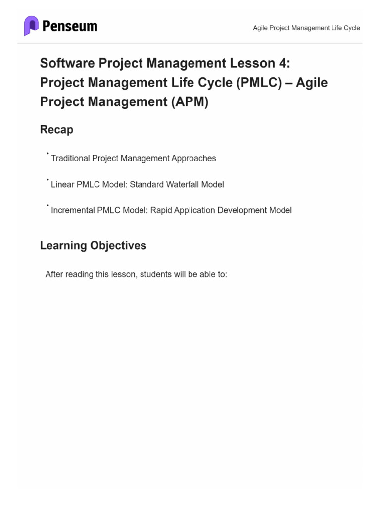 Agile Project Management Life Cycle | PDF
