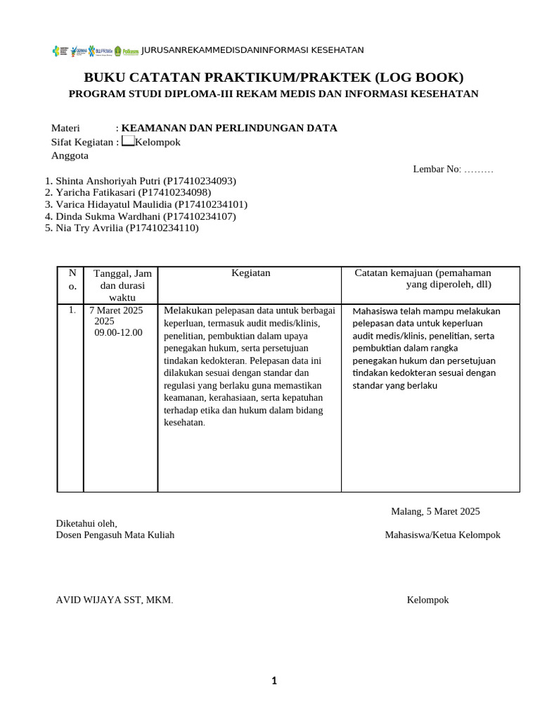 Logbook Kpd Tm 4,5,6,7.Docx (1) | PDF