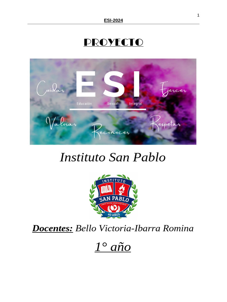 Proyecto-Esi 2024 | PDF | Educación sexual | Adultos