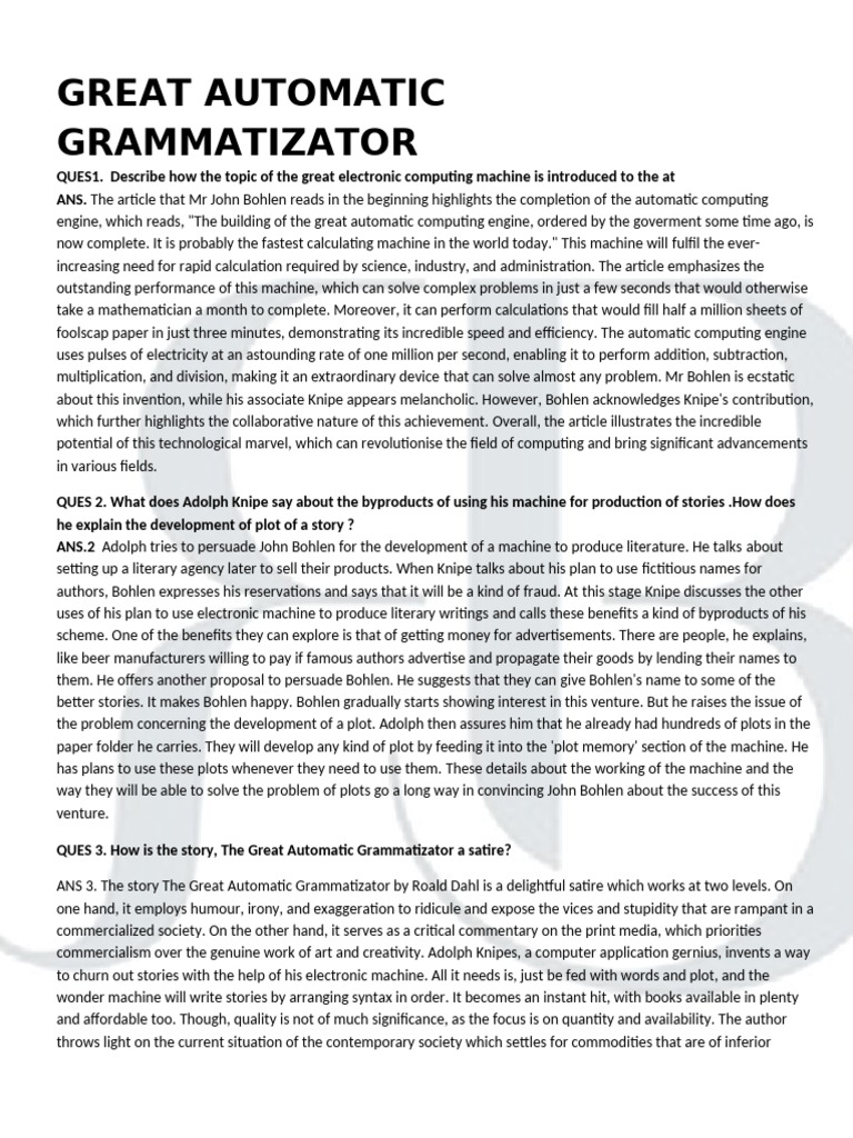 Great Automatic Grammatizator | PDF | Thought