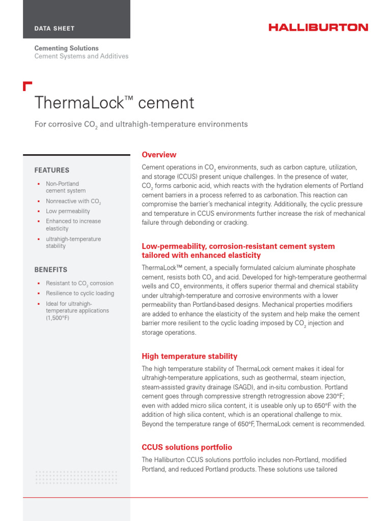 H014796 ThermaLock Sales Data Sheet | PDF | Cement | Carbon Dioxide