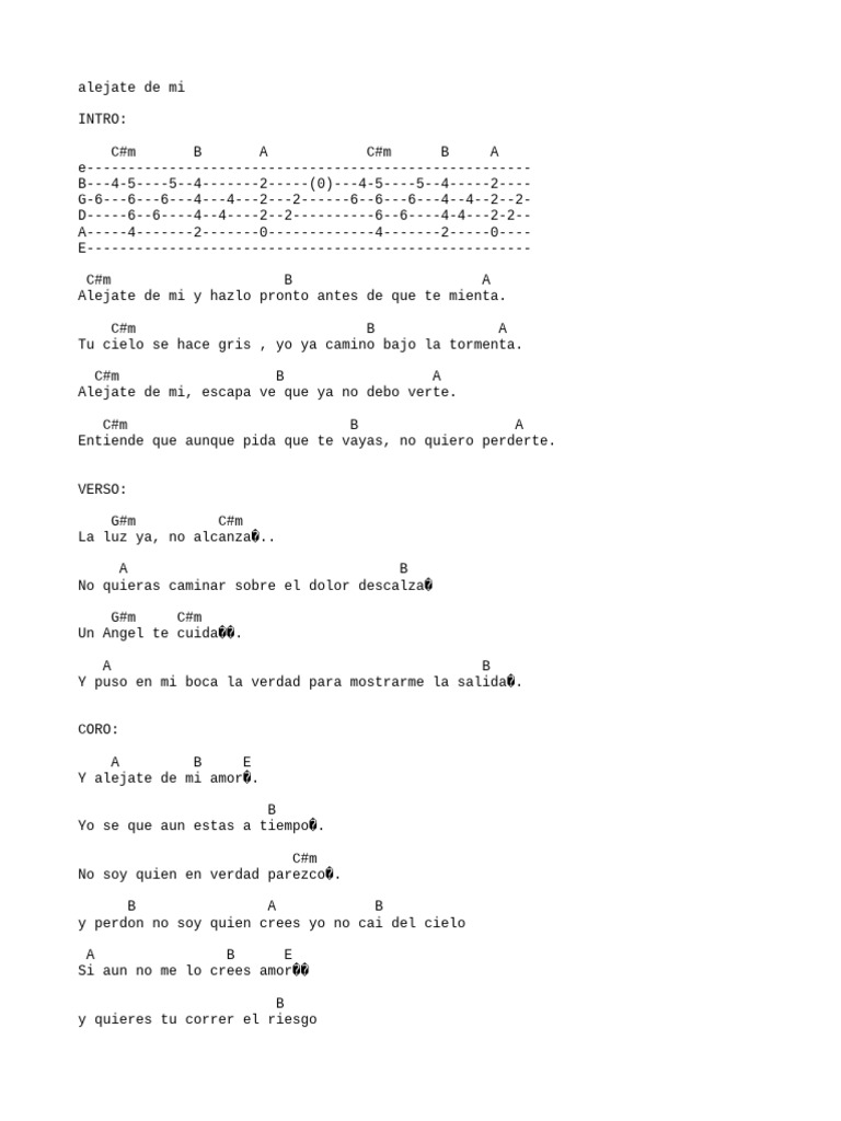Alejate de Mi Tab Acordes | PDF