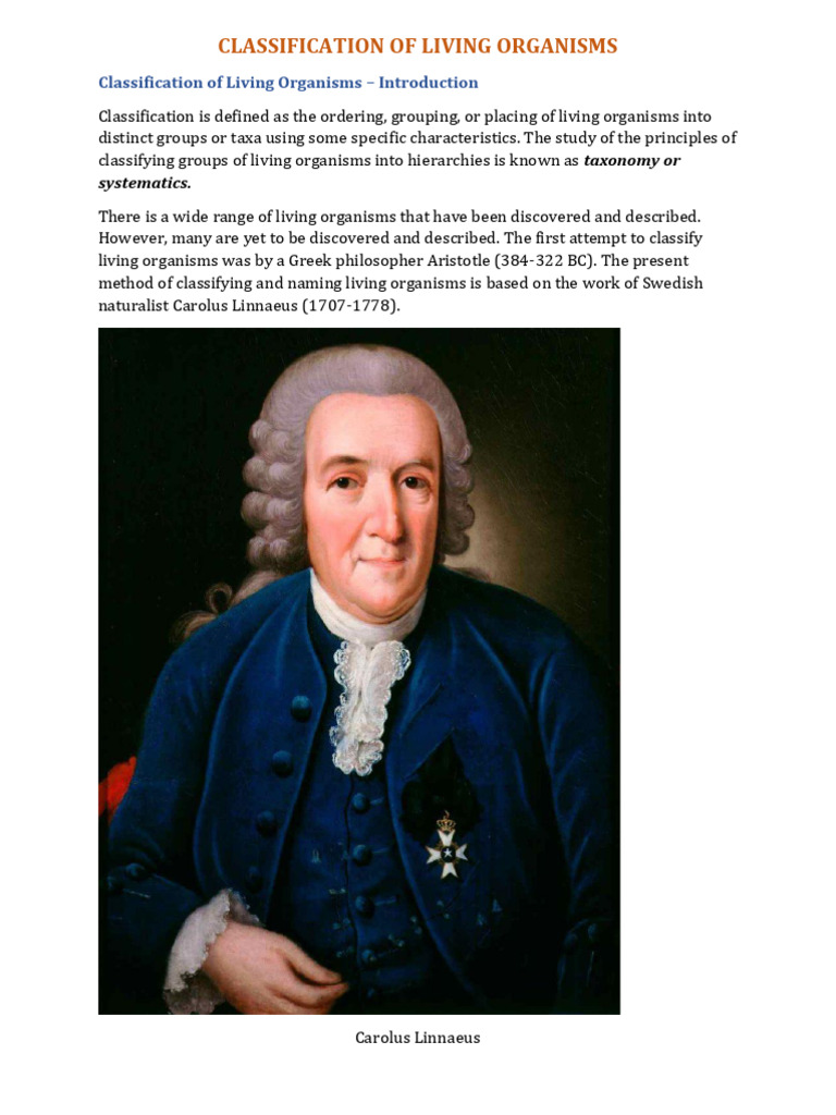 1 1 3 Classification Of Living Organisms Pdf Taxonomy Biology Genus